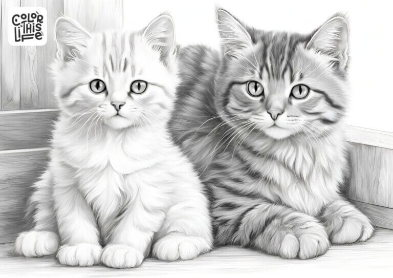 Realistic Cat Coloring Pages (Free Printable)