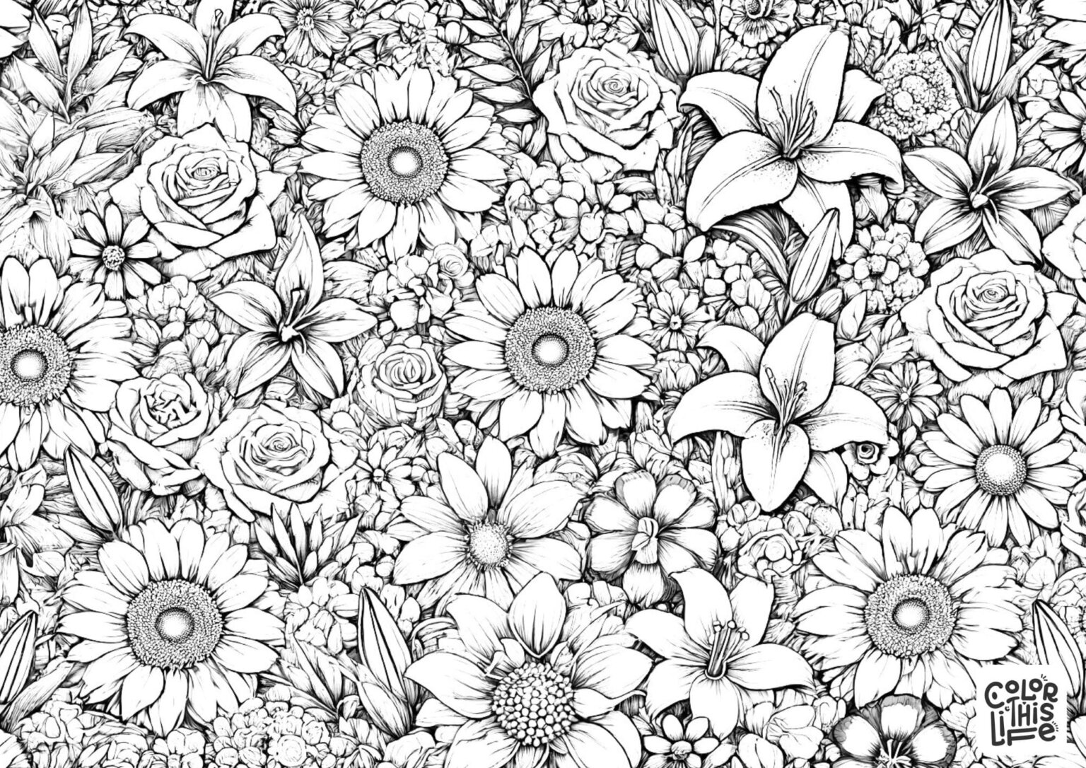 Free Printable Flowers Coloring Pages - Color This Life