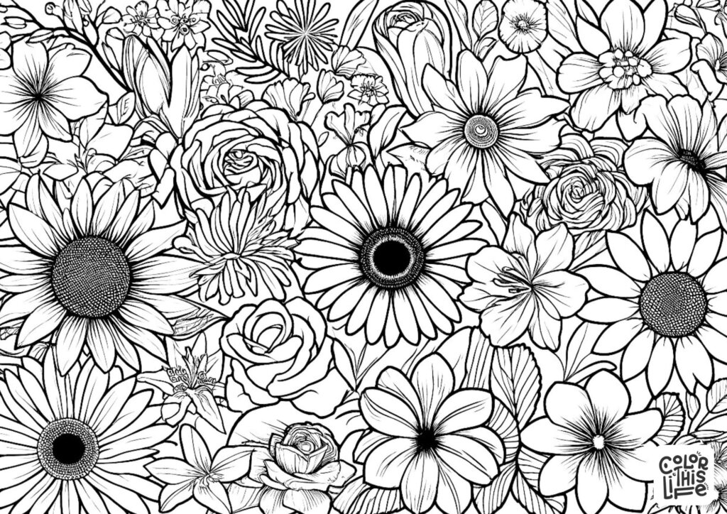 Simple Flower Coloring Pages (Free Printable)