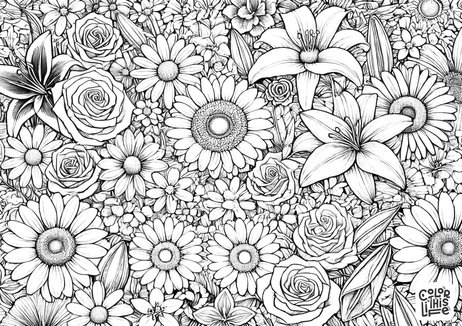Free Printable Flowers Coloring Pages - Color This Life