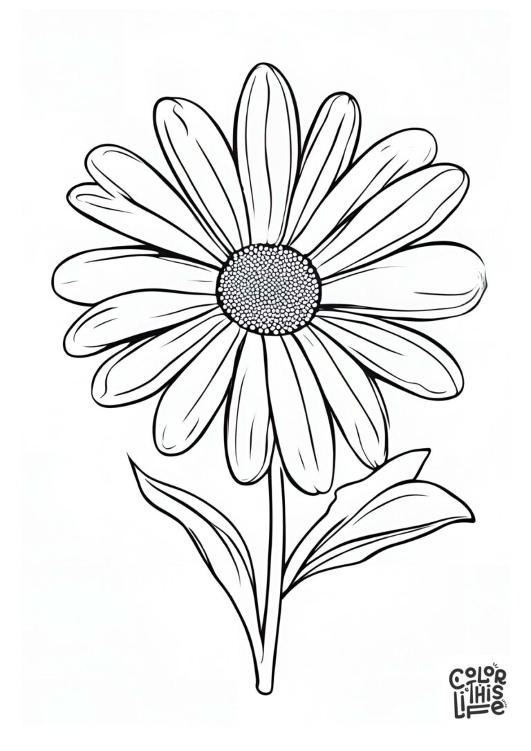 Simple Flower Coloring Pages (Free Printable)