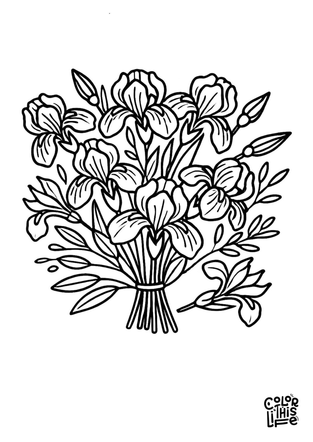 Flower Bouquet Coloring Pages (Free Printable)