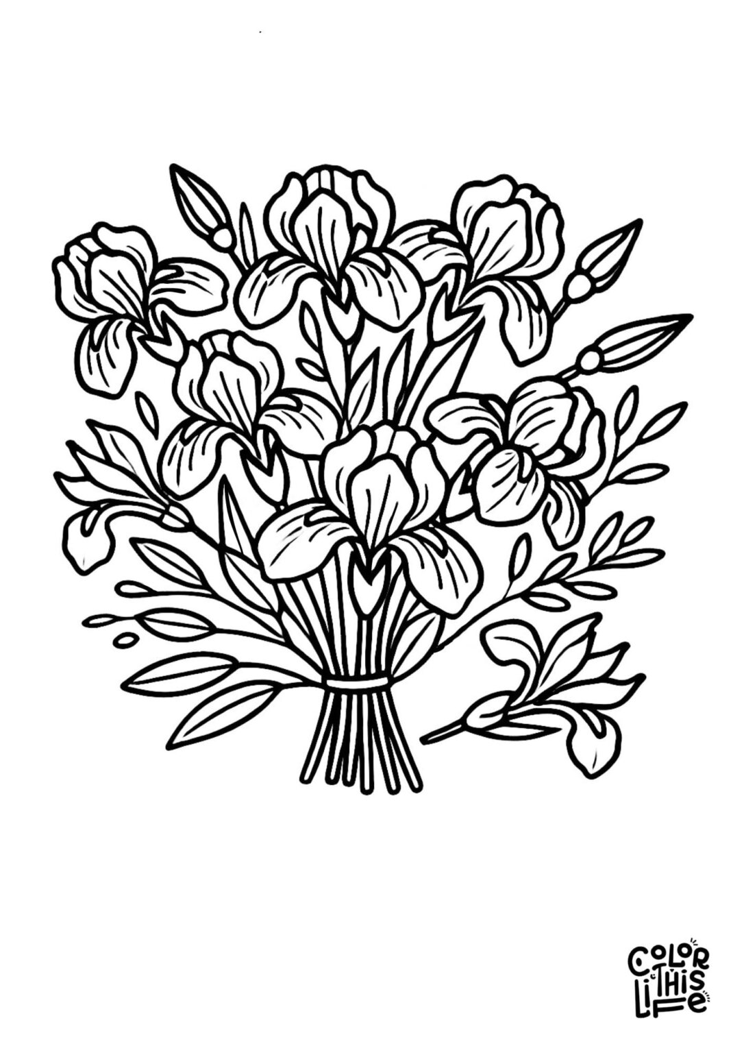 Flower Bouquet Coloring Pages (Free Printable)