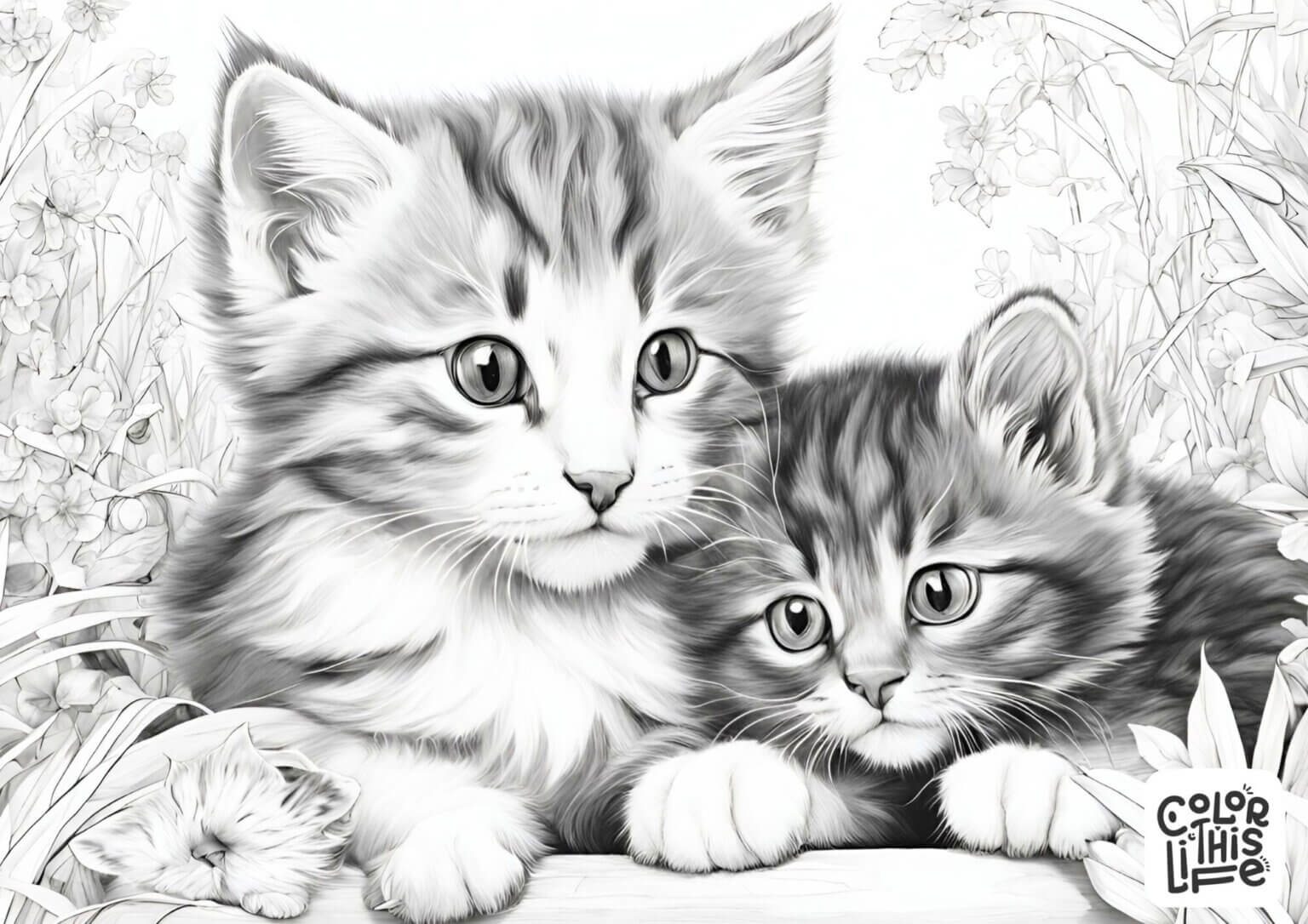 Cute Cat Coloring Pages (Free printable) - Color This Life