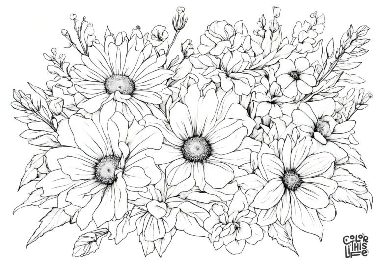 Flower Coloring Pages for Adults (Free Printable)