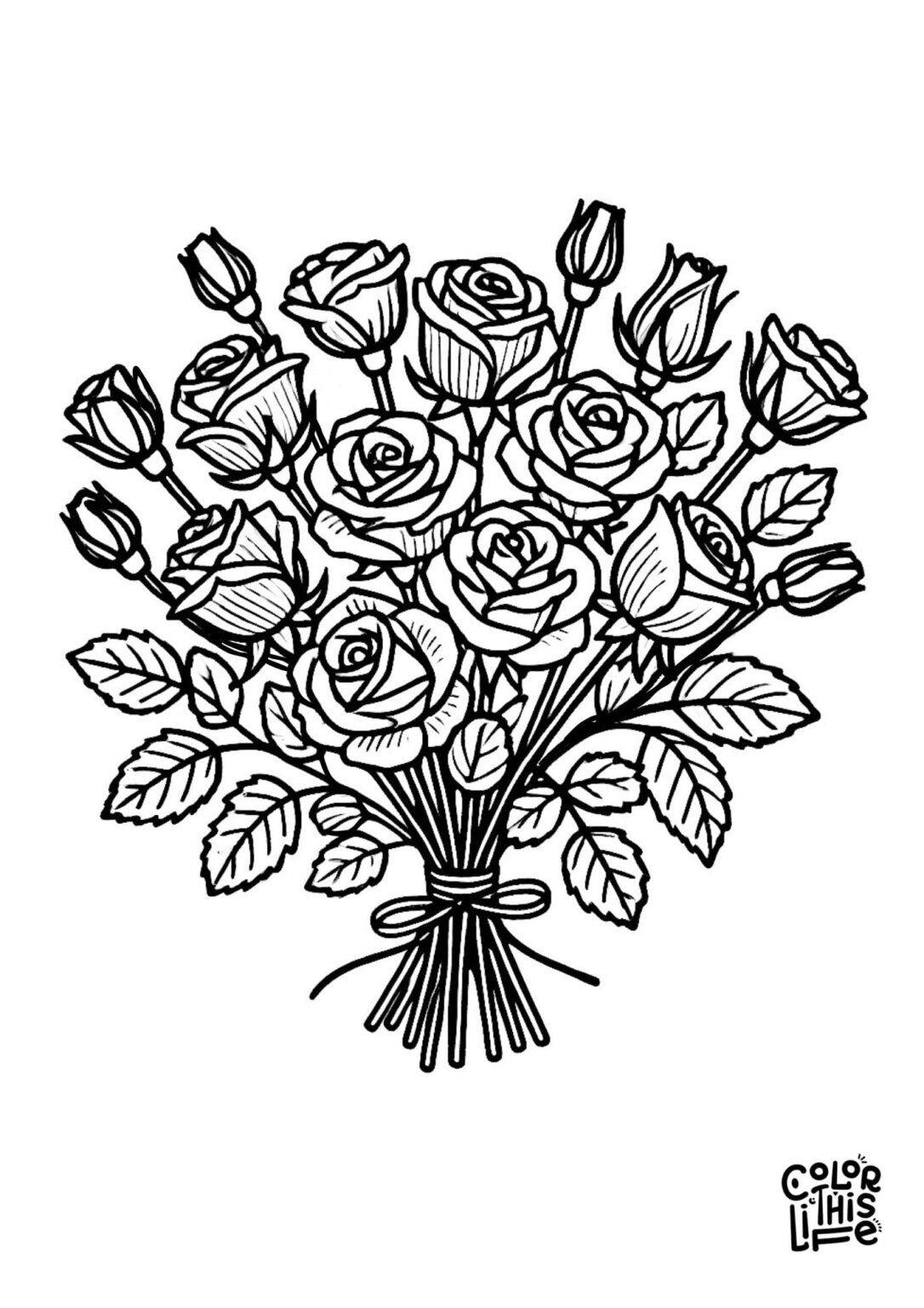Flower Bouquet Coloring Pages (Free Printable)