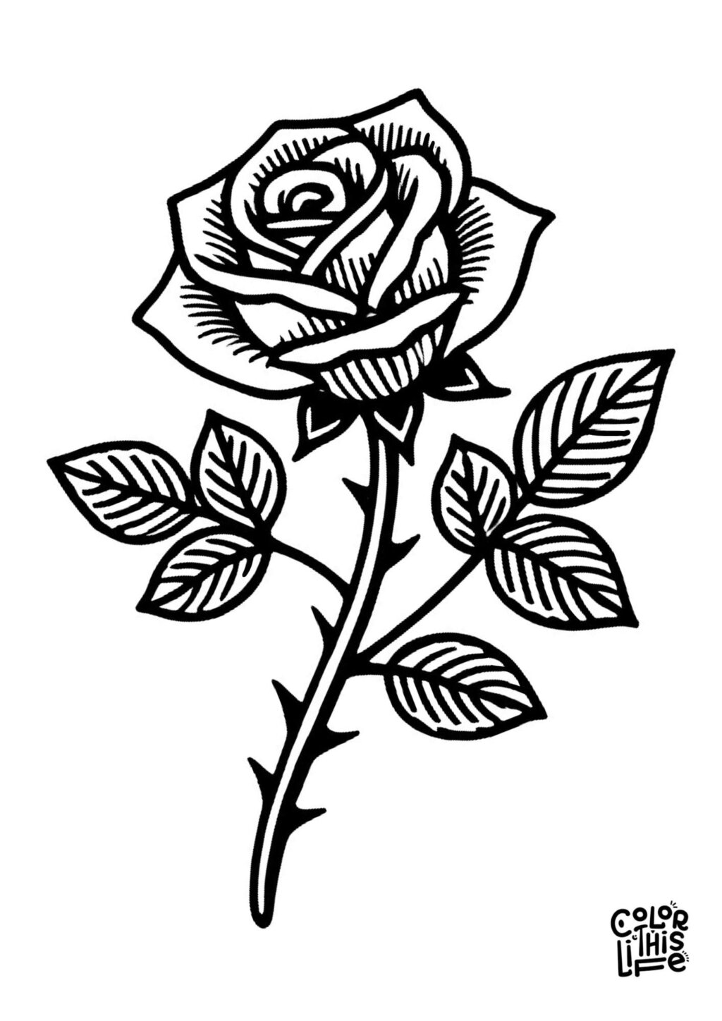 Single rose flower coloring page - Color This Life
