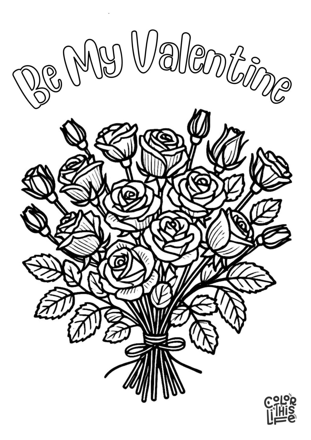 Valentine's Day roses coloring page - Color This Life