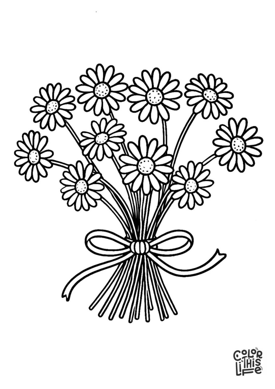 Flower Bouquet Coloring Pages (Free Printable)