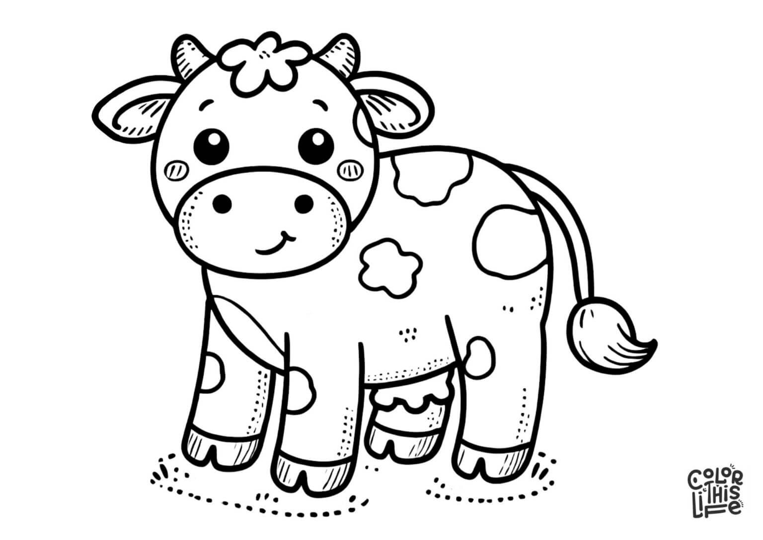 Cute Cow Coloring Pages (Free Printable)