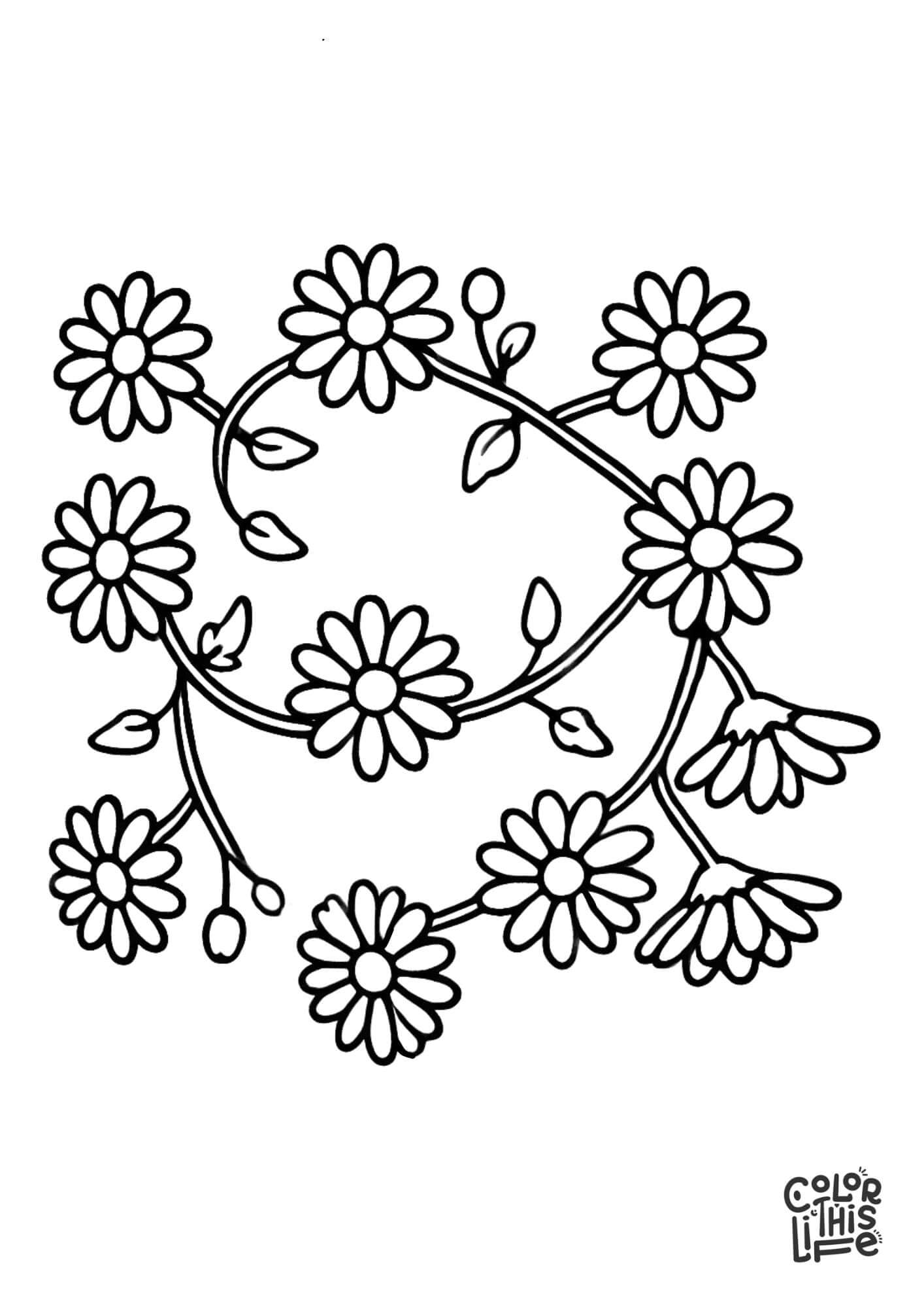 Pretty daisy flower coloring page - Color This Life