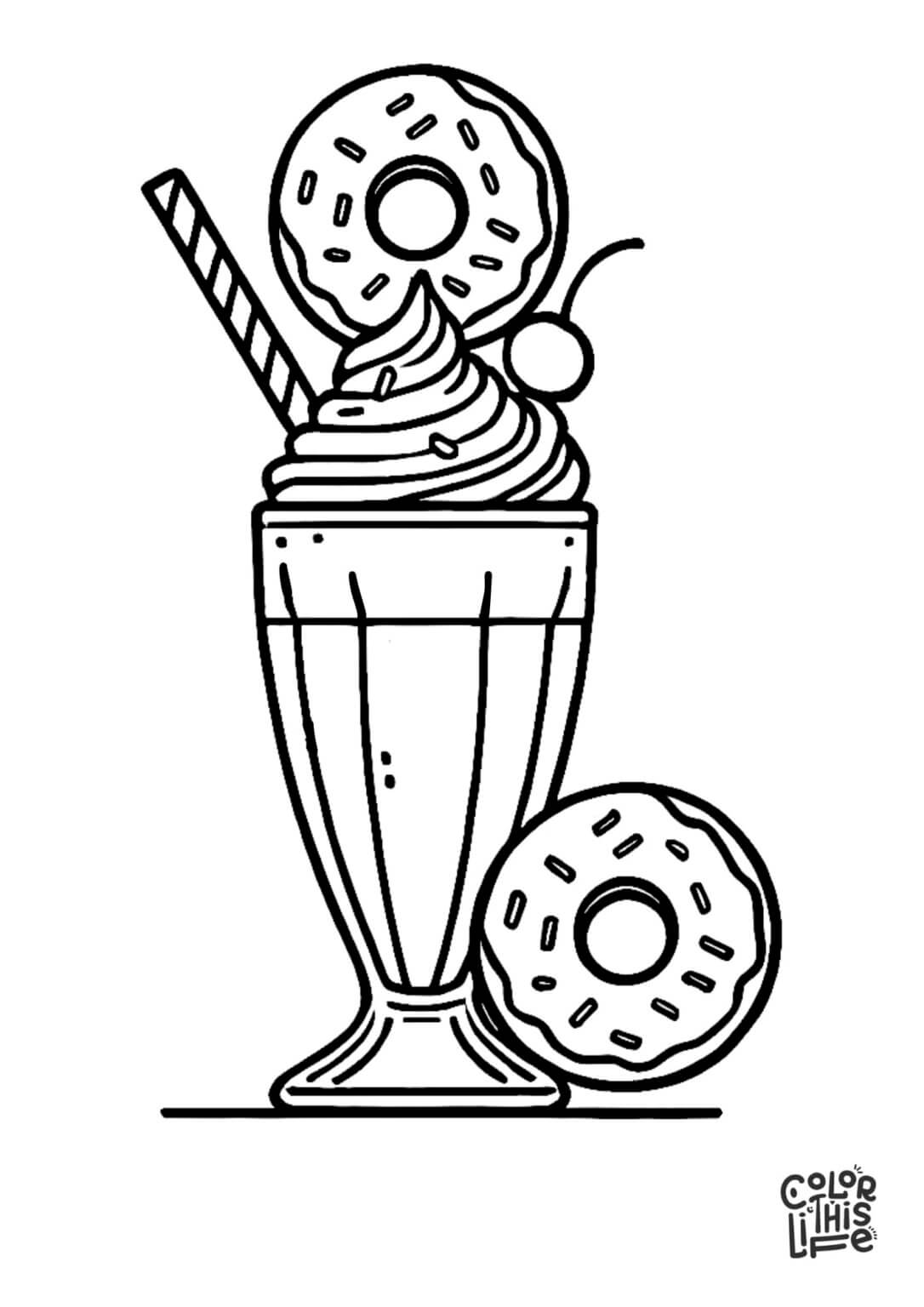 Fun cat donut coloring page - Color This Life