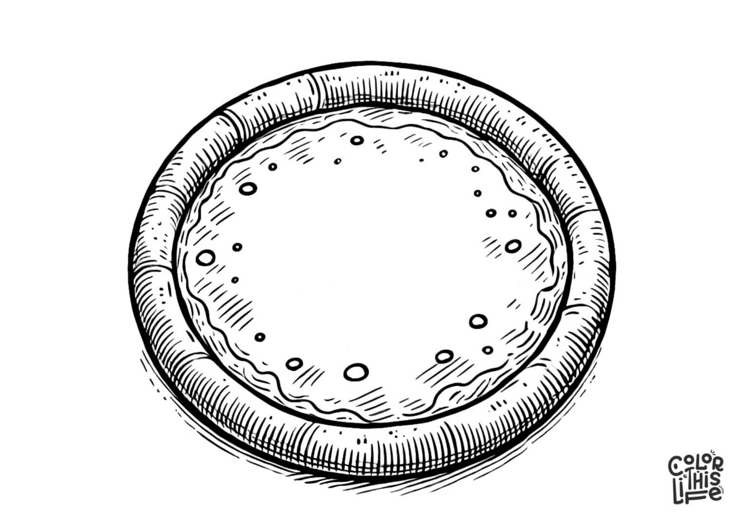 Empty pizza for coloring and adding toppings - Color This Life
