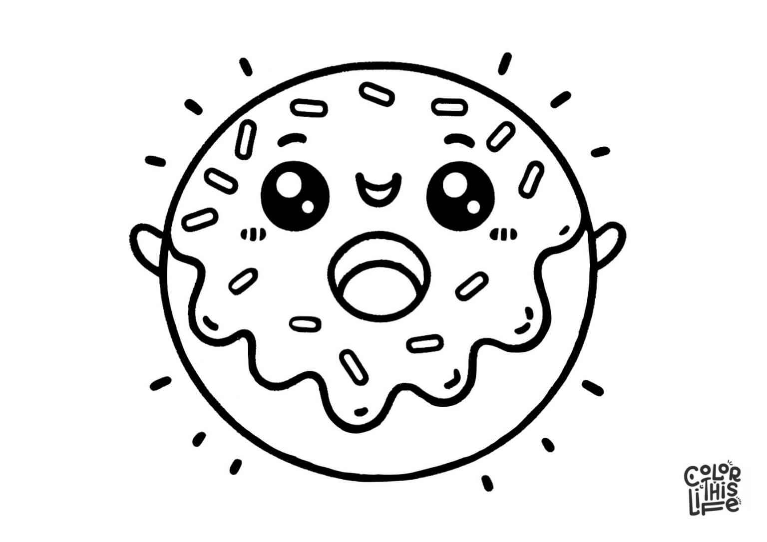 Free printable donut coloring page for kids - Color This Life