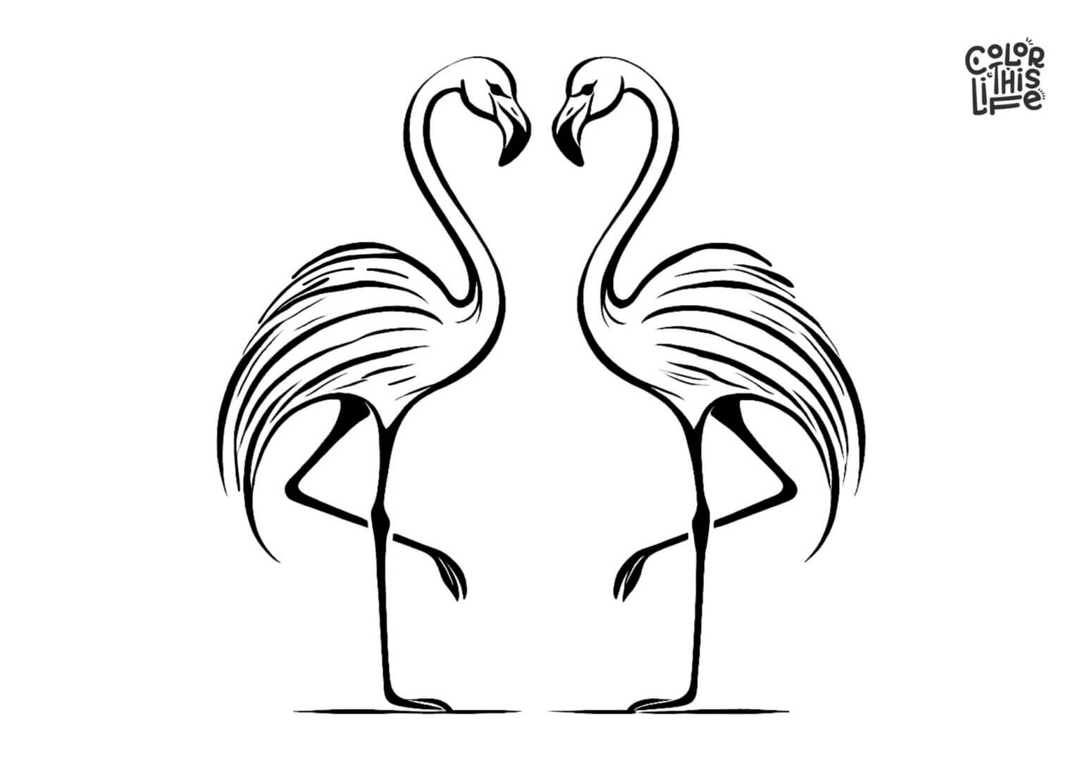 Pair of flamingos coloring sheet simple - Color This Life