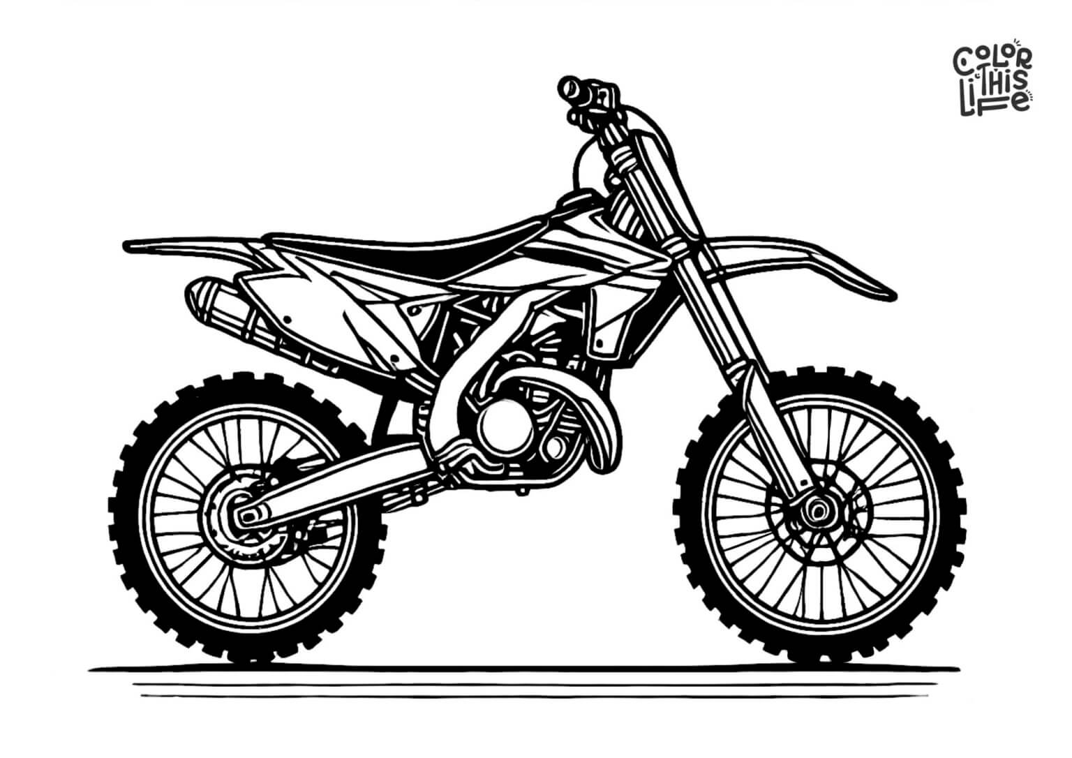 Realistic dirt bike coloring page printable - Color This Life