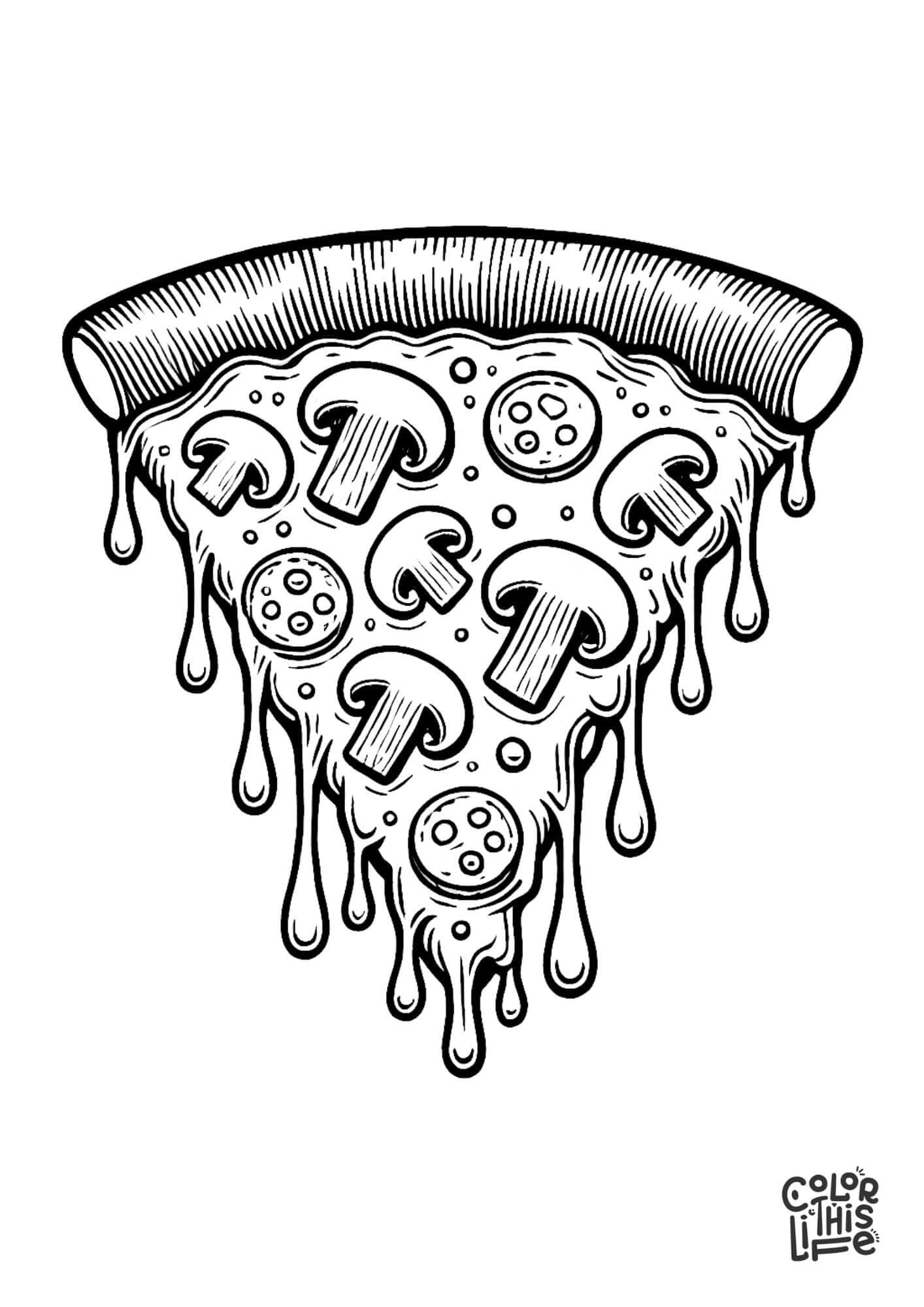 Slice of pizza coloring page - Color This Life