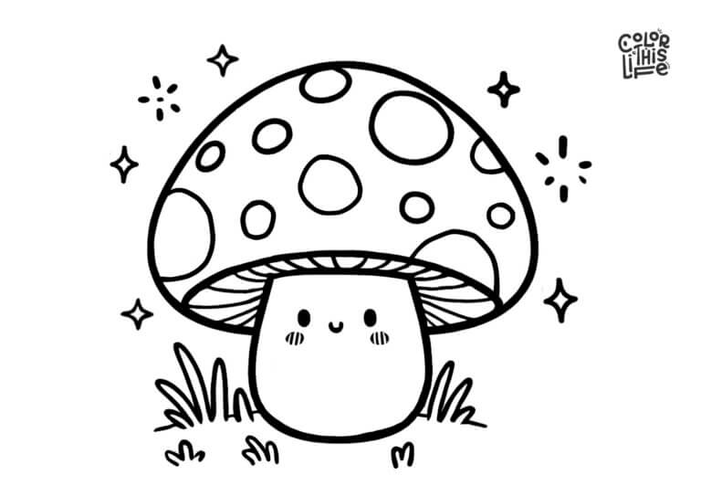 Cute free printable mushroom coloring page - Color This Life