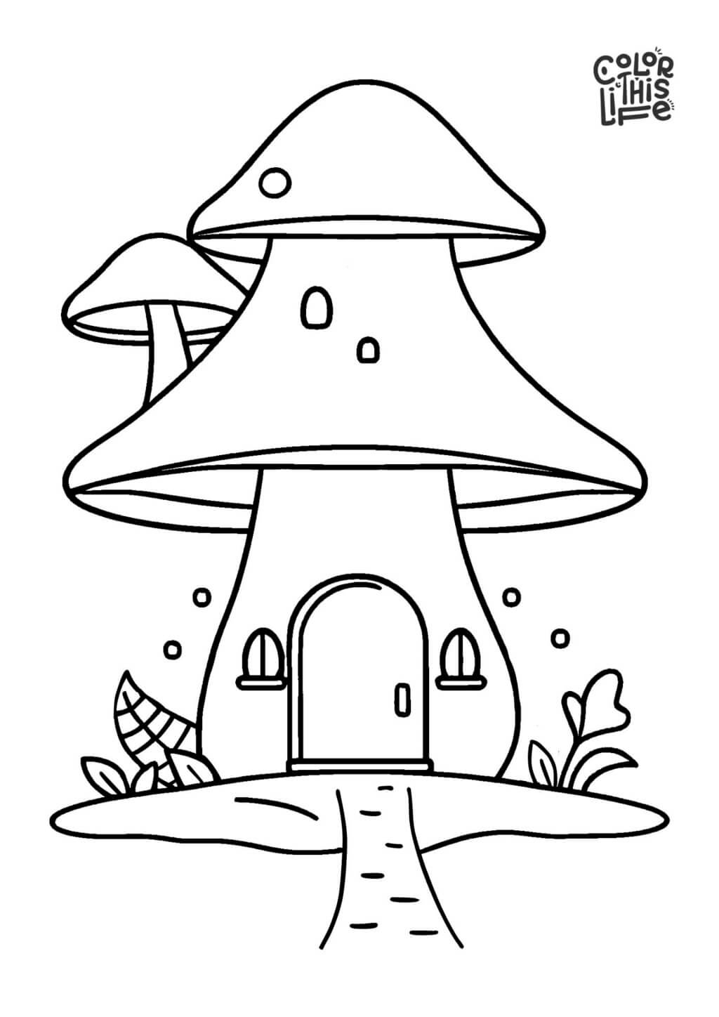 Detailed fairy mushroom coloring page for adults - Color This Life