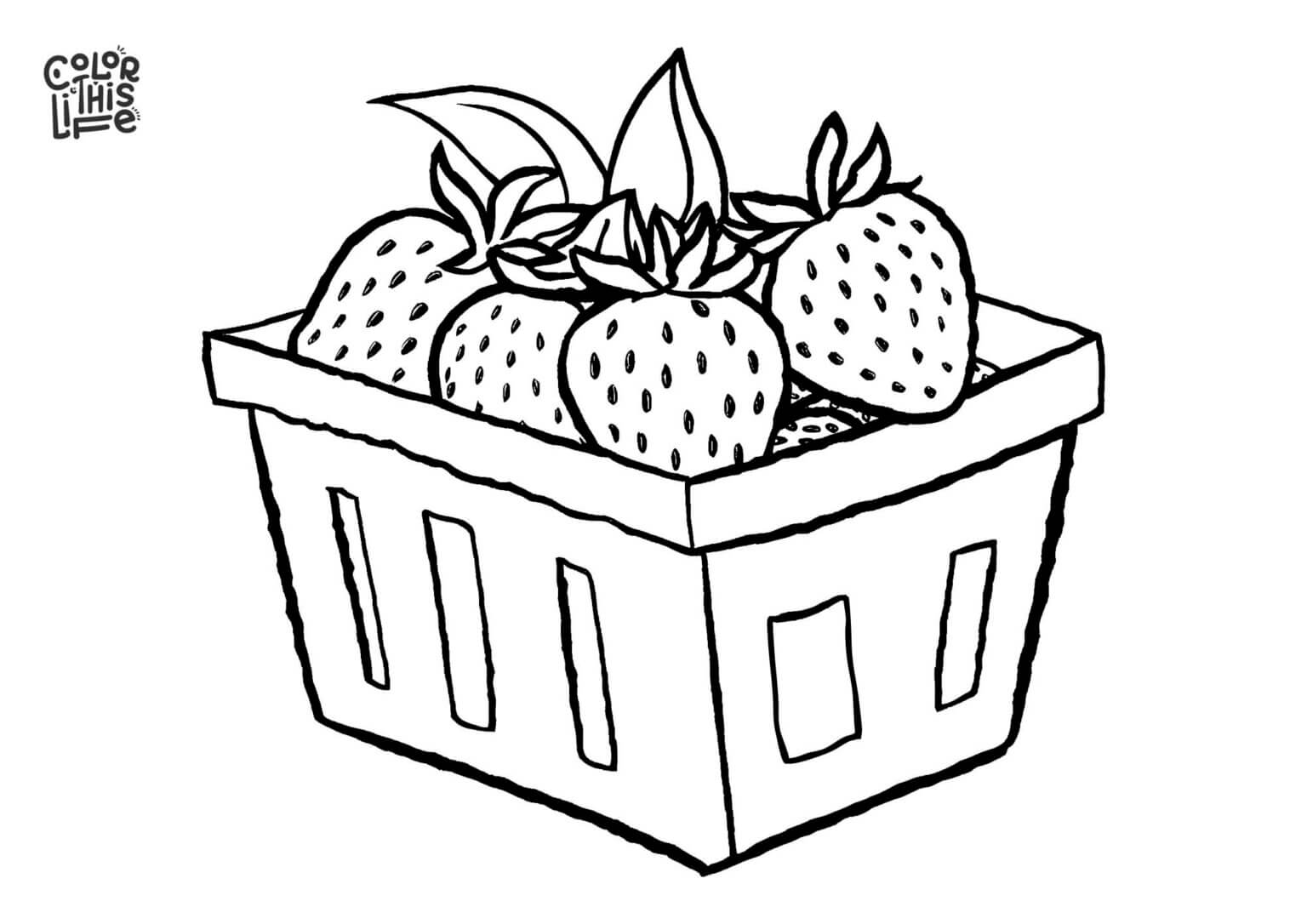 Friendly cute strawberry coloring page - Color This Life