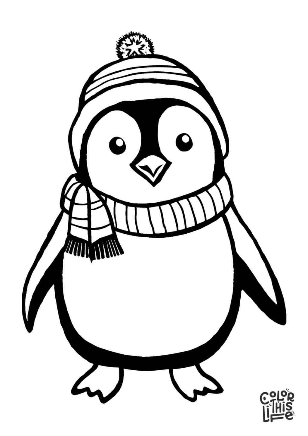 Christmas Penguin Coloring Pages (Free Printable)