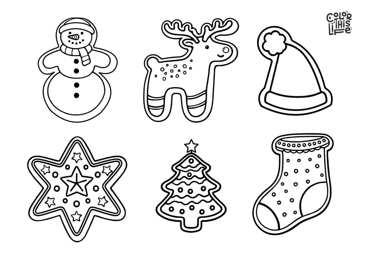 Christmas Cookie Coloring Pages (Free Printable)