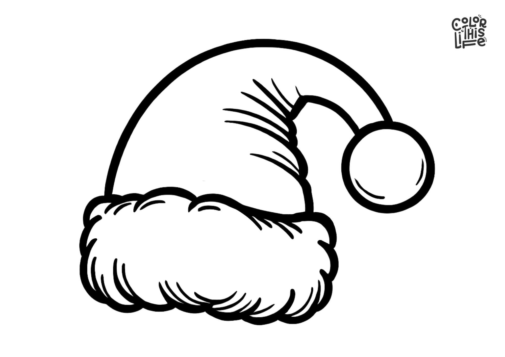 Santa hat Christmas coloring page - Color This Life