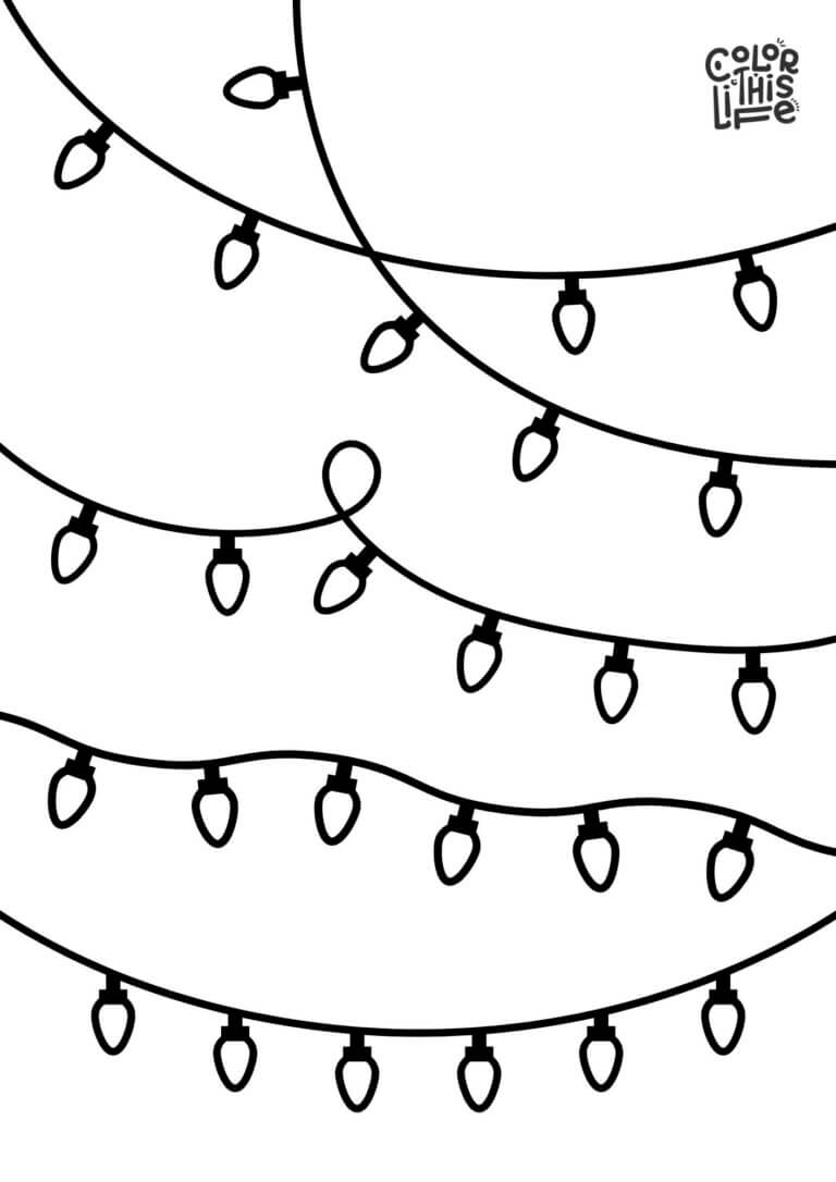 Decorated Christmas light bulb coloring page - Color This Life