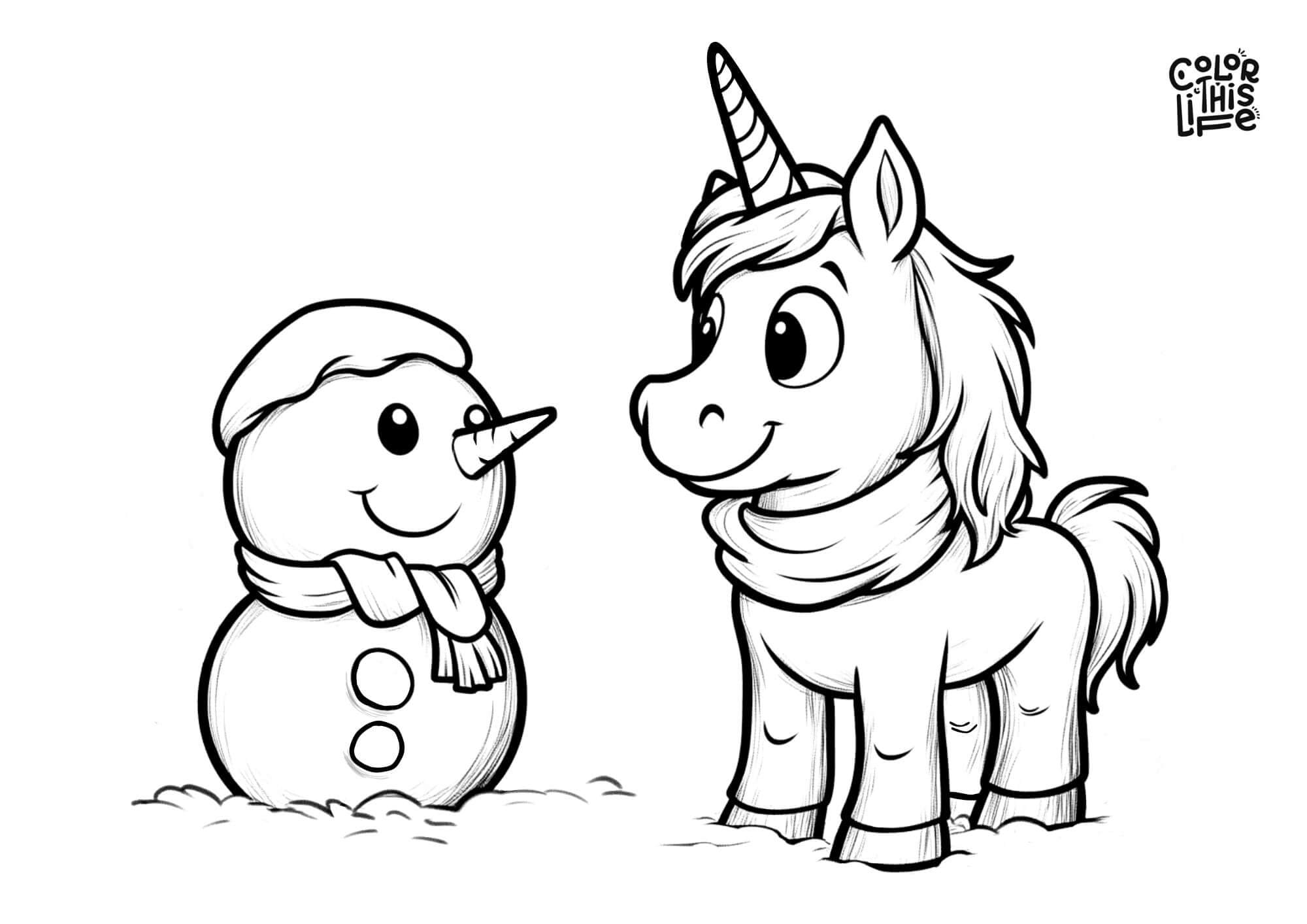 Christmas Unicorn Coloring Pages (Free Printable)