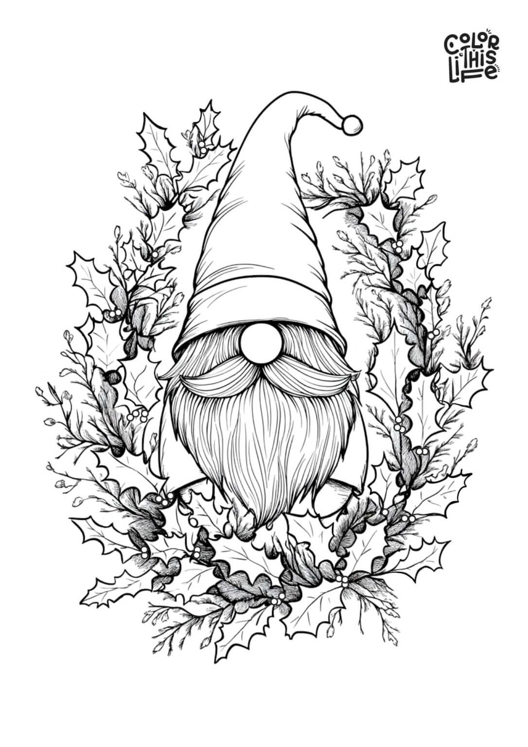 Christmas Gnome Coloring Pages (Free Printable)