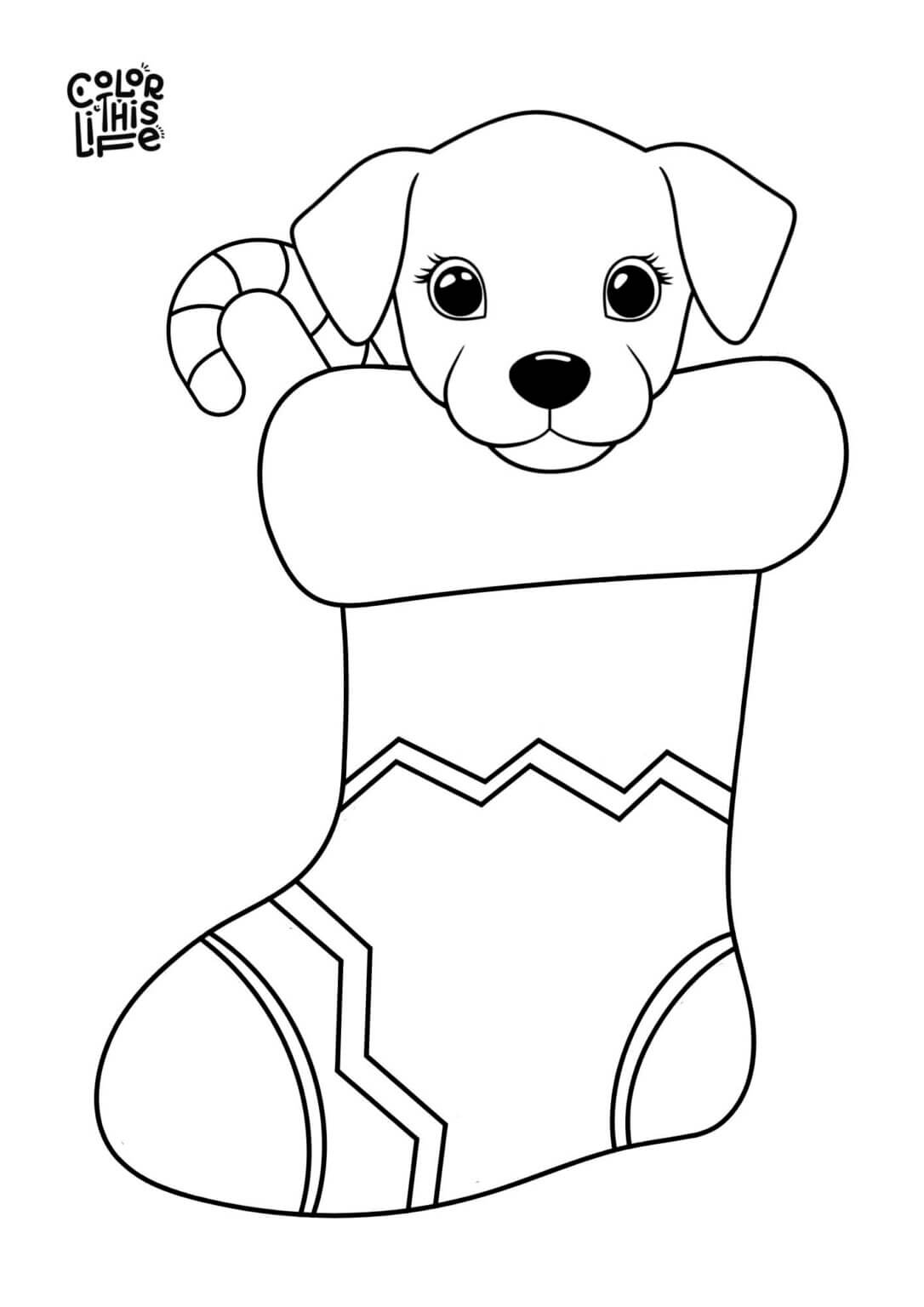 Christmas Puppy Coloring Pages (Free Printable)