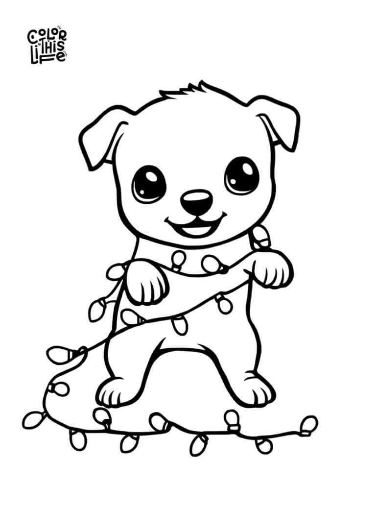 Christmas Dog Coloring Pages (Free Printable)