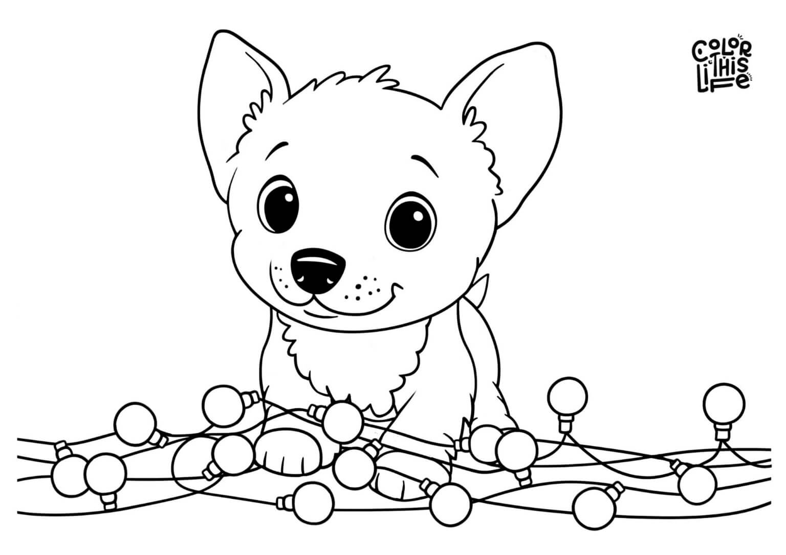 Christmas Puppy Coloring Pages (Free Printable)