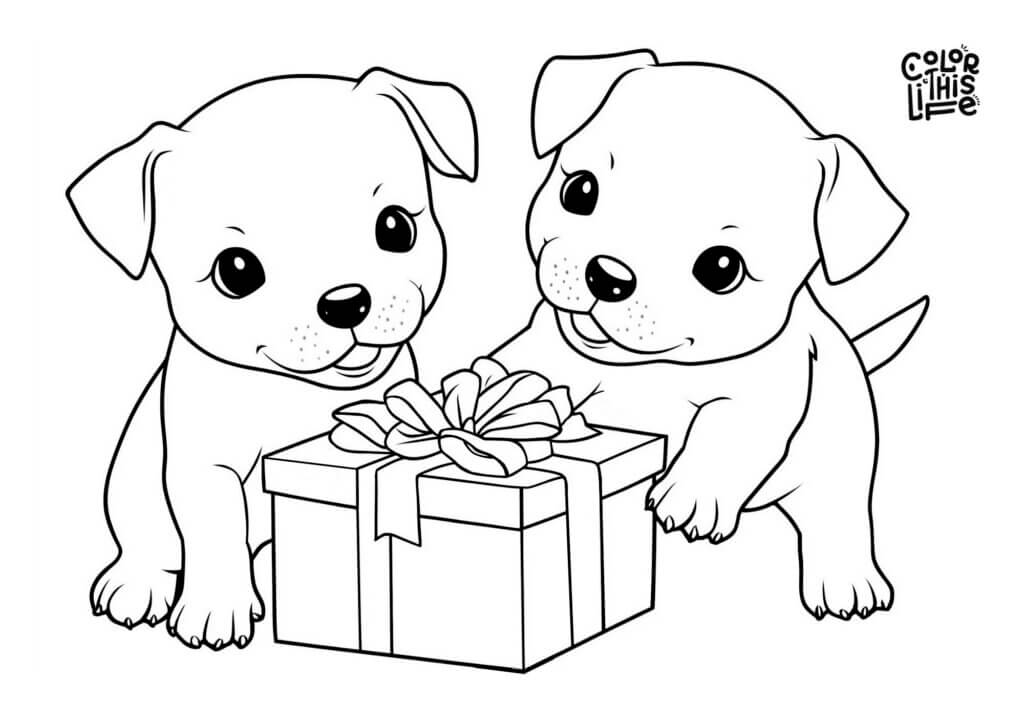 Christmas Dog Coloring Pages (Free Printable)