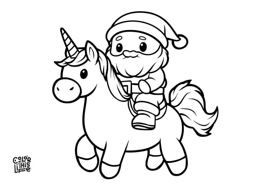 Christmas Unicorn Coloring Pages (Free Printable)