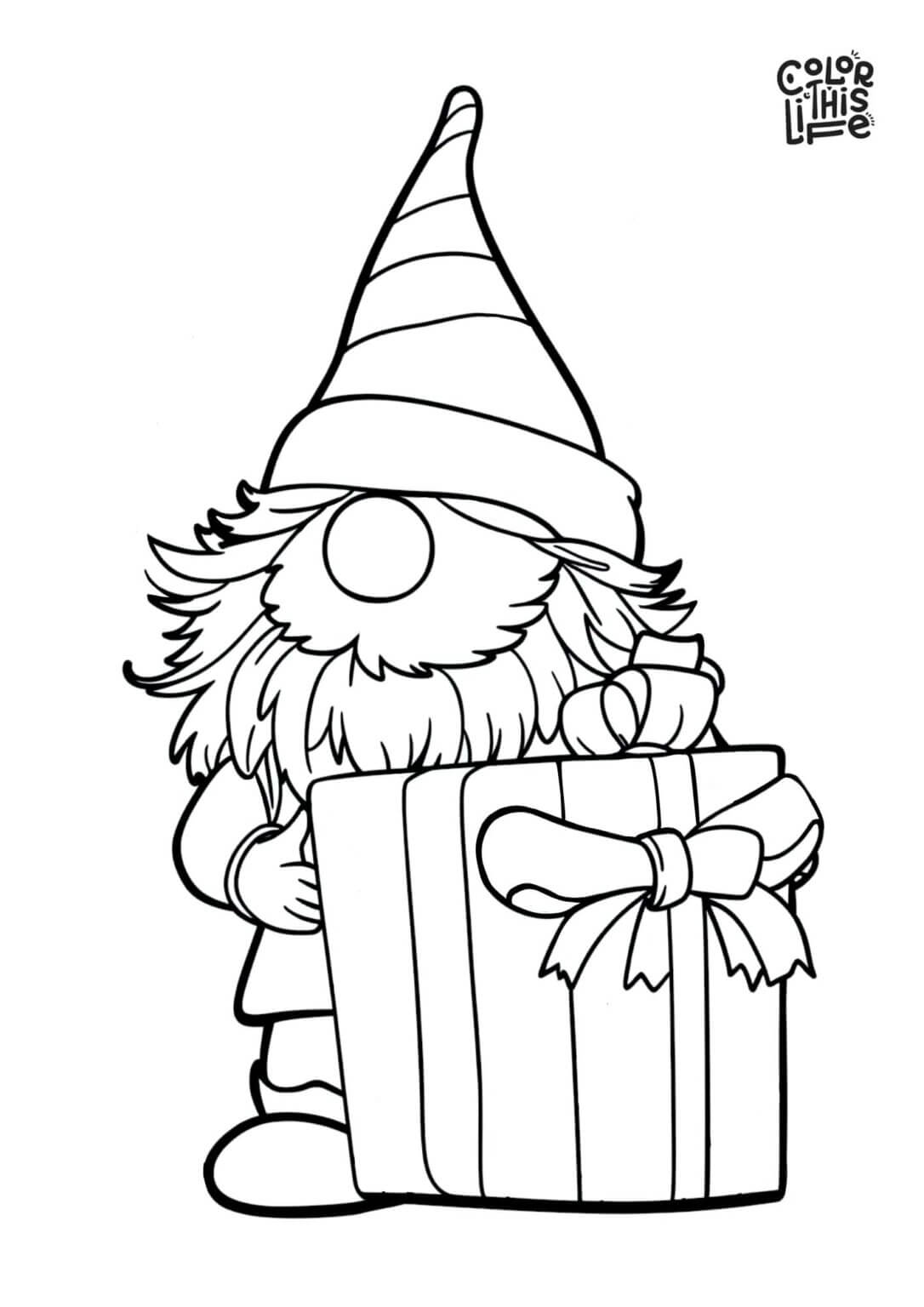 Christmas Gnome Coloring Pages (Free Printable)