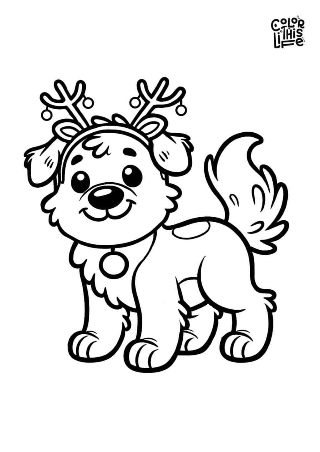 Christmas Puppy Coloring Pages (Free Printable)