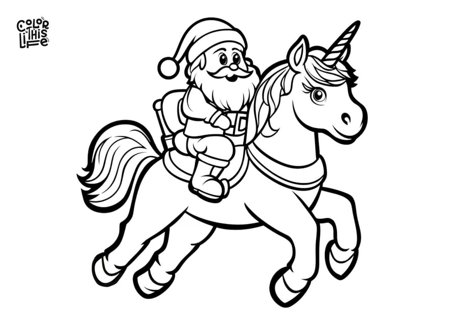 Christmas Unicorn Coloring Pages (Free Printable)