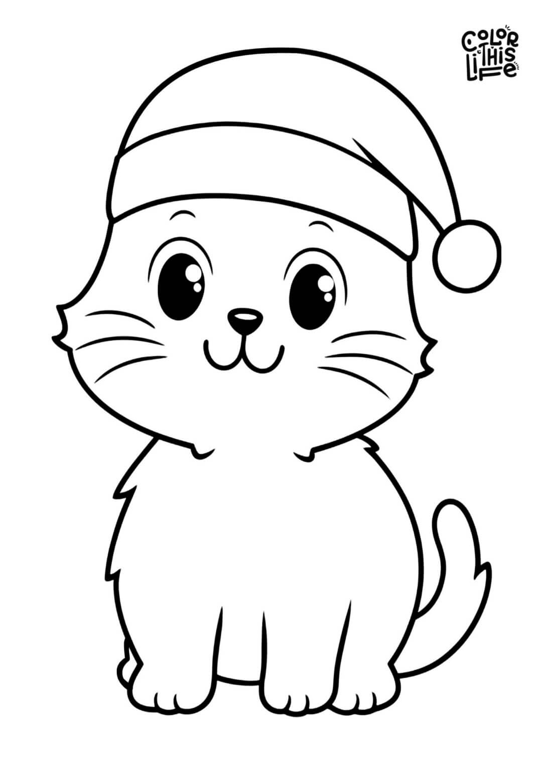 Christmas Cat Coloring Pages (Free Printable)