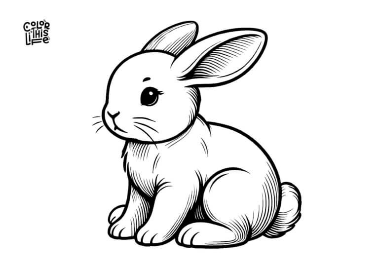 Free bunny coloring page for kids - Color This Life
