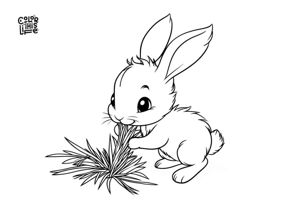 Spring bunny coloring page free printable - Color This Life