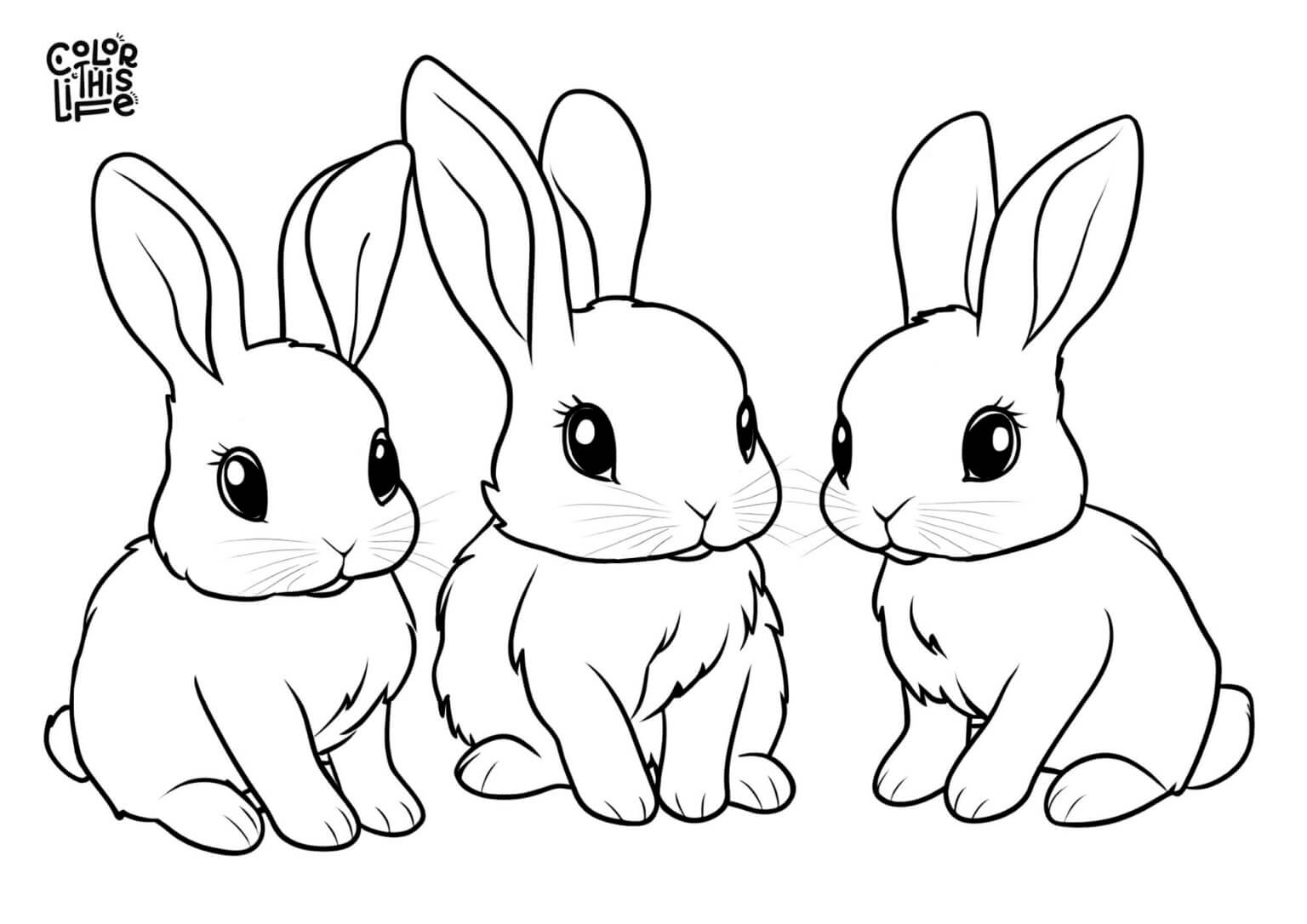 Cute Bunny Coloring Pages (Free Printable) | Color This Life