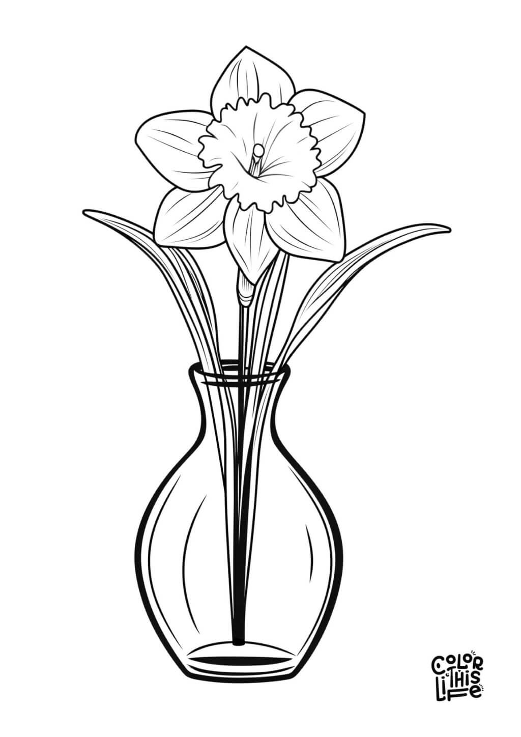 Free Printable Daffodil Coloring Pages - Color This Life