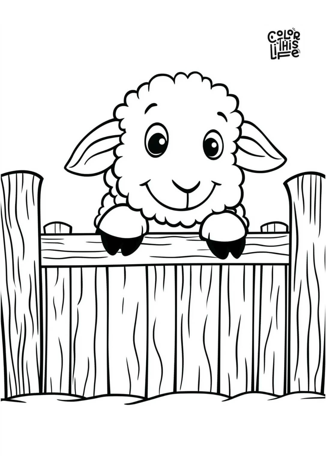 Cute sheep coloring page for kids - Color This Life