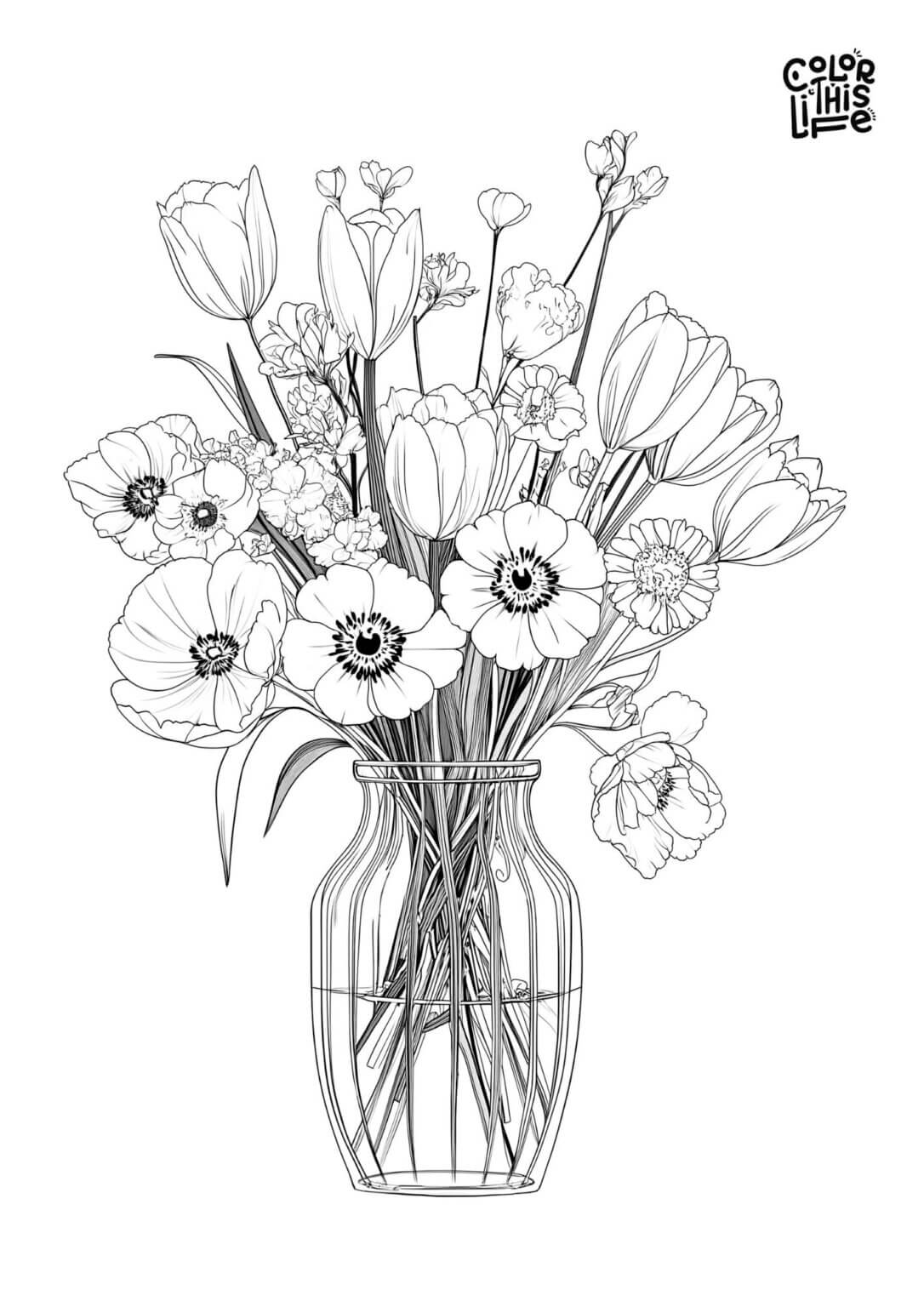 Free Printable Flowers Coloring Pages - Color This Life