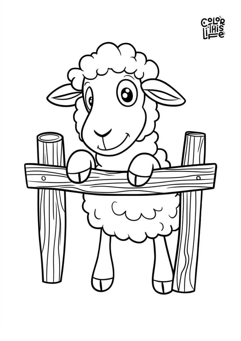 Friendly sheep coloring page for kids - Color This Life