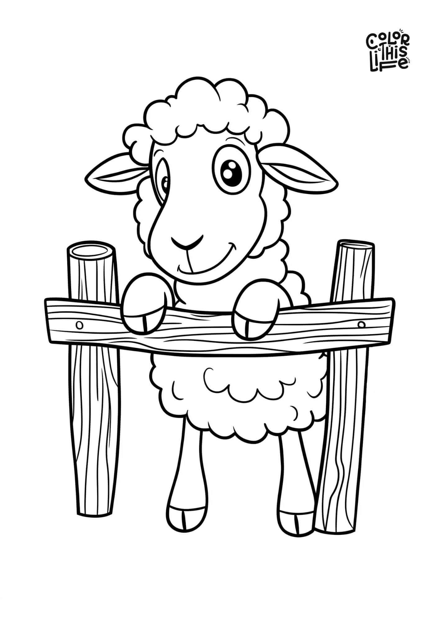 Friendly sheep coloring page for kids - Color This Life