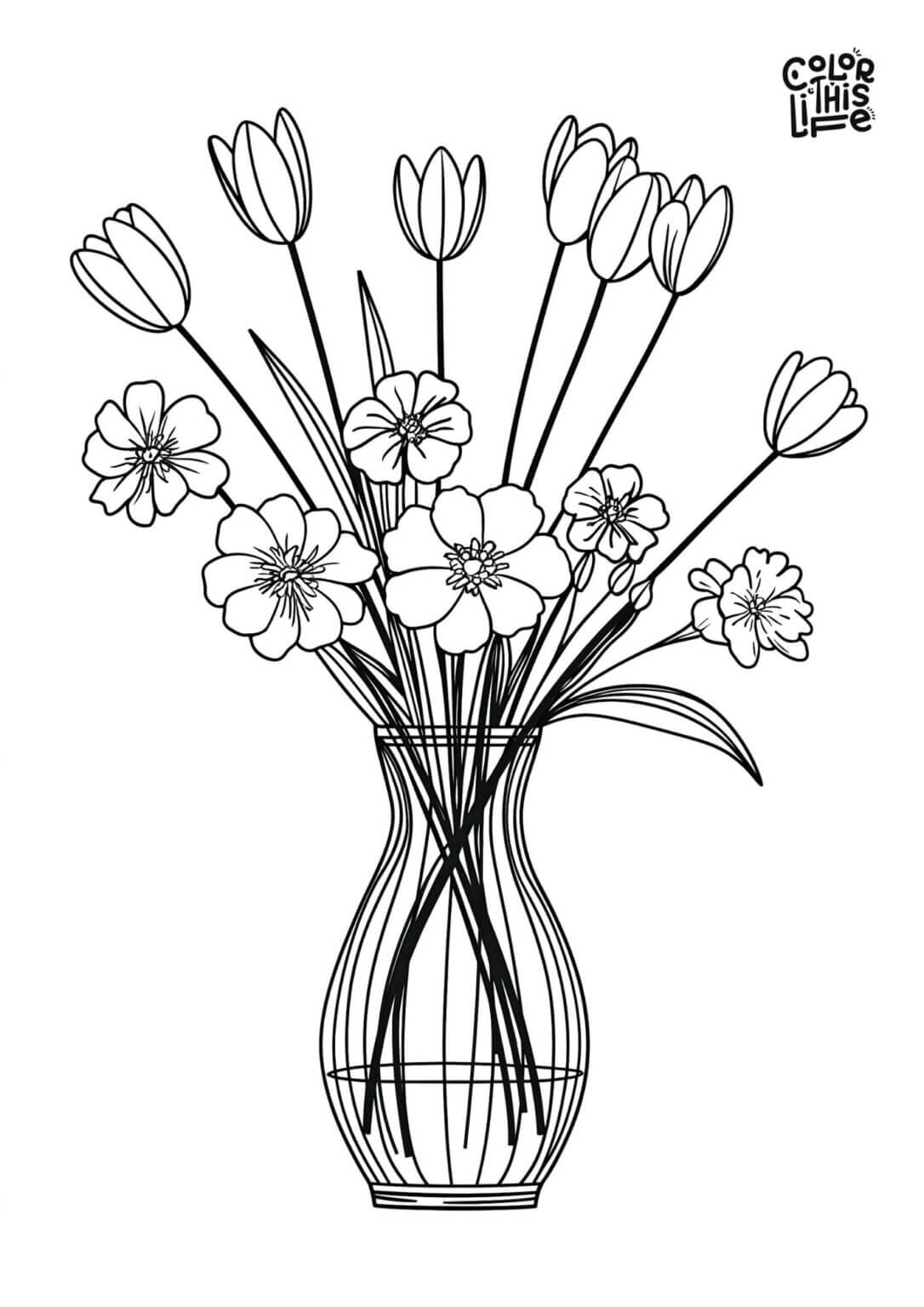 Spring Flower Coloring Pages (Free Printable)