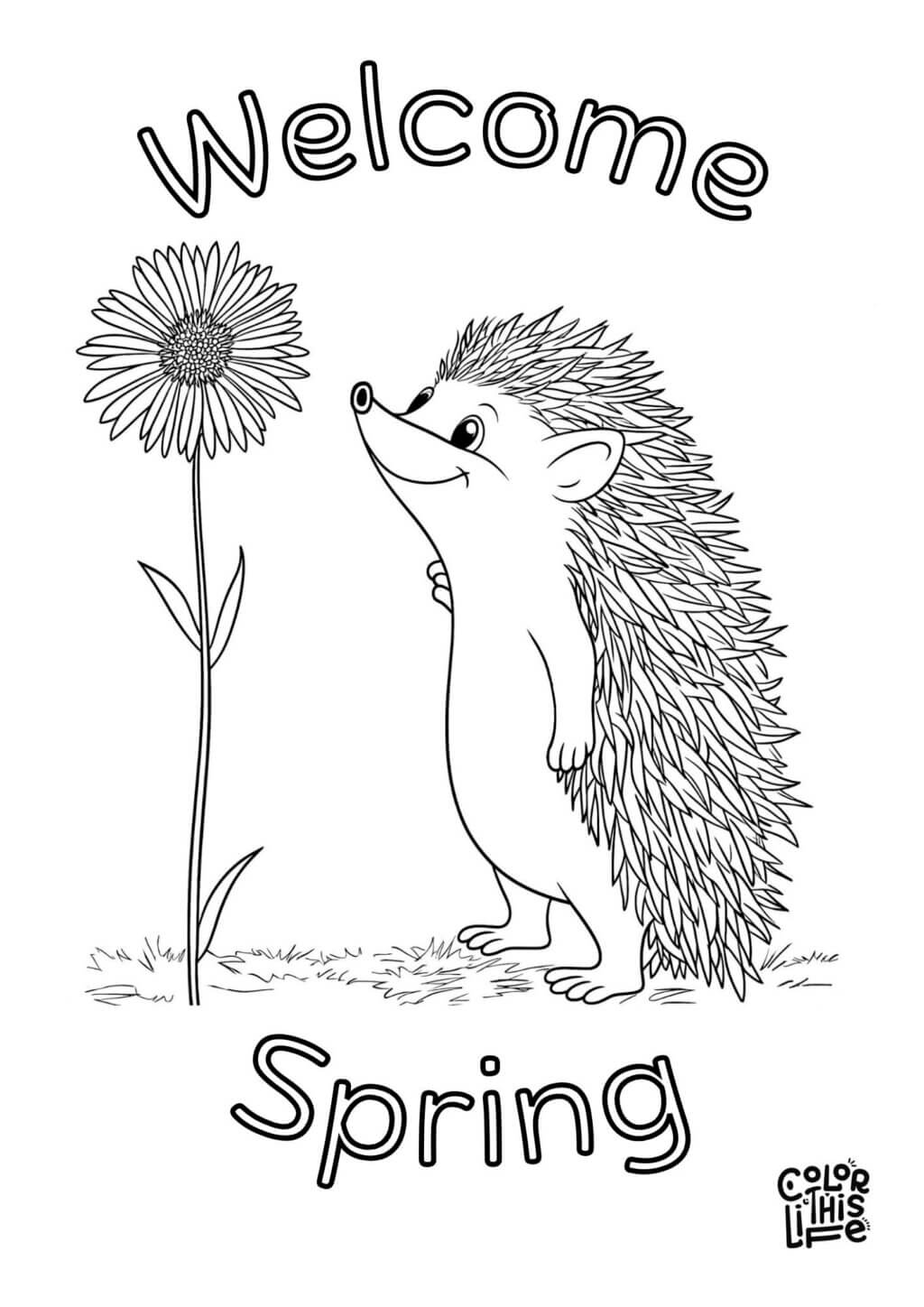 Hello Spring coloring page for kids - Color This Life