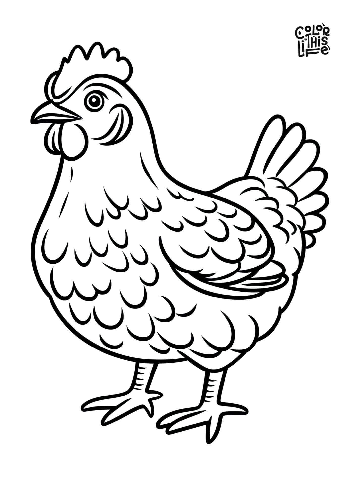 Simple free chicken coloring page - Color This Life